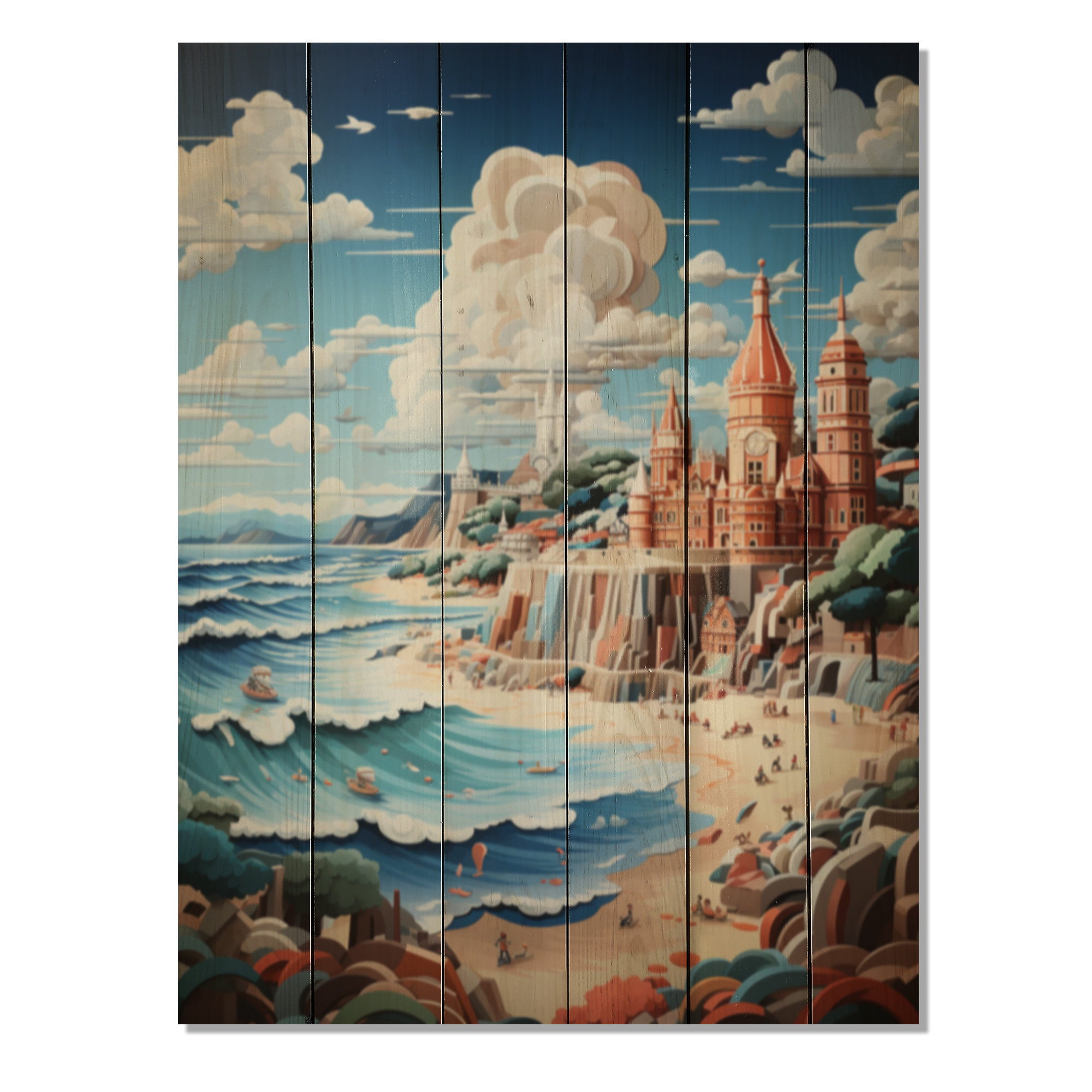Dovecove Coastal Seaside Adventure Papercut II On Wood Print | Wayfair