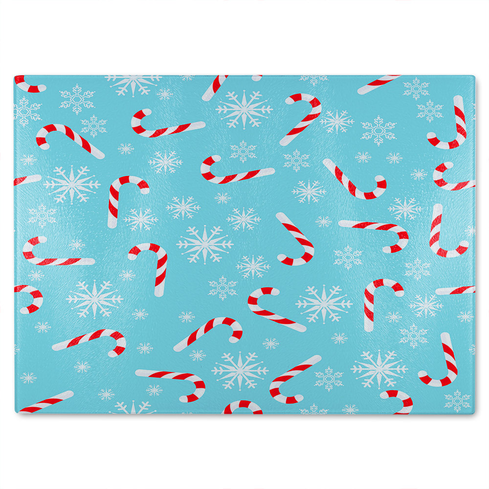 Andrew Lee Candy Canes And Snowflakes Dining Glass Chopping Board ...