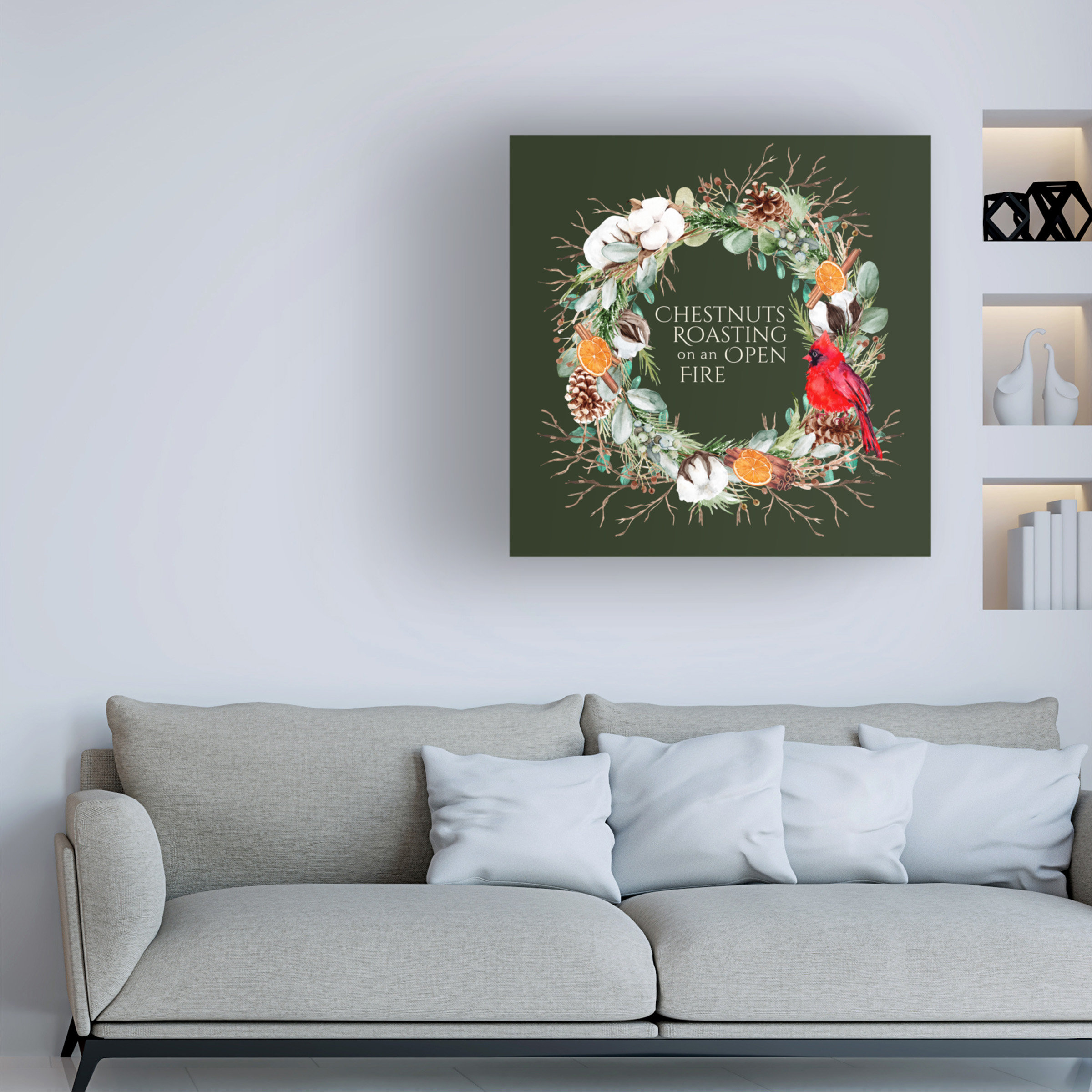 The Holiday Aisle® Christmas Chestnuts Roasting Wreath by Tina Mitchell ...