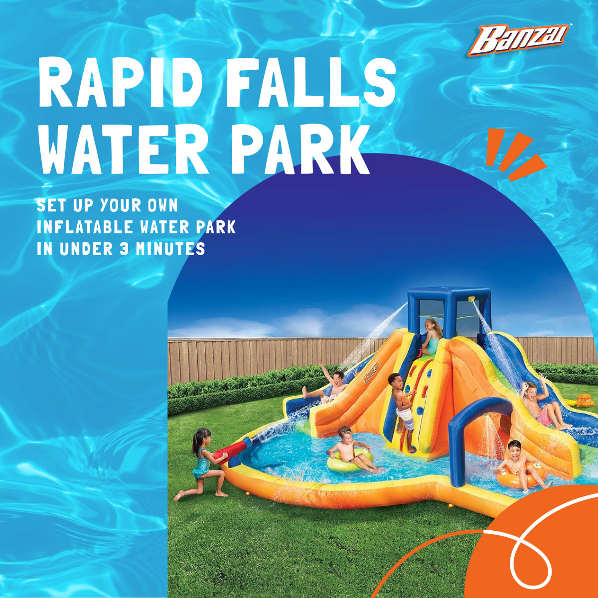 Banzai Rapid Falls Dual Slides Water Park Climbing Rope Lagoon for Ages ...