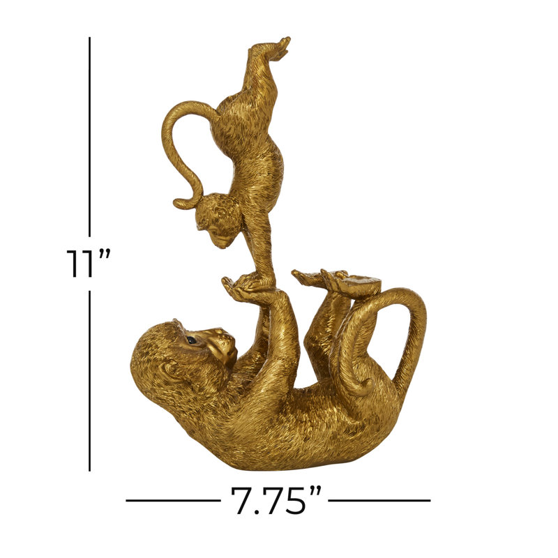 Dakota Fields Polystone Monkey Decorative Gold Sculpture & Reviews ...