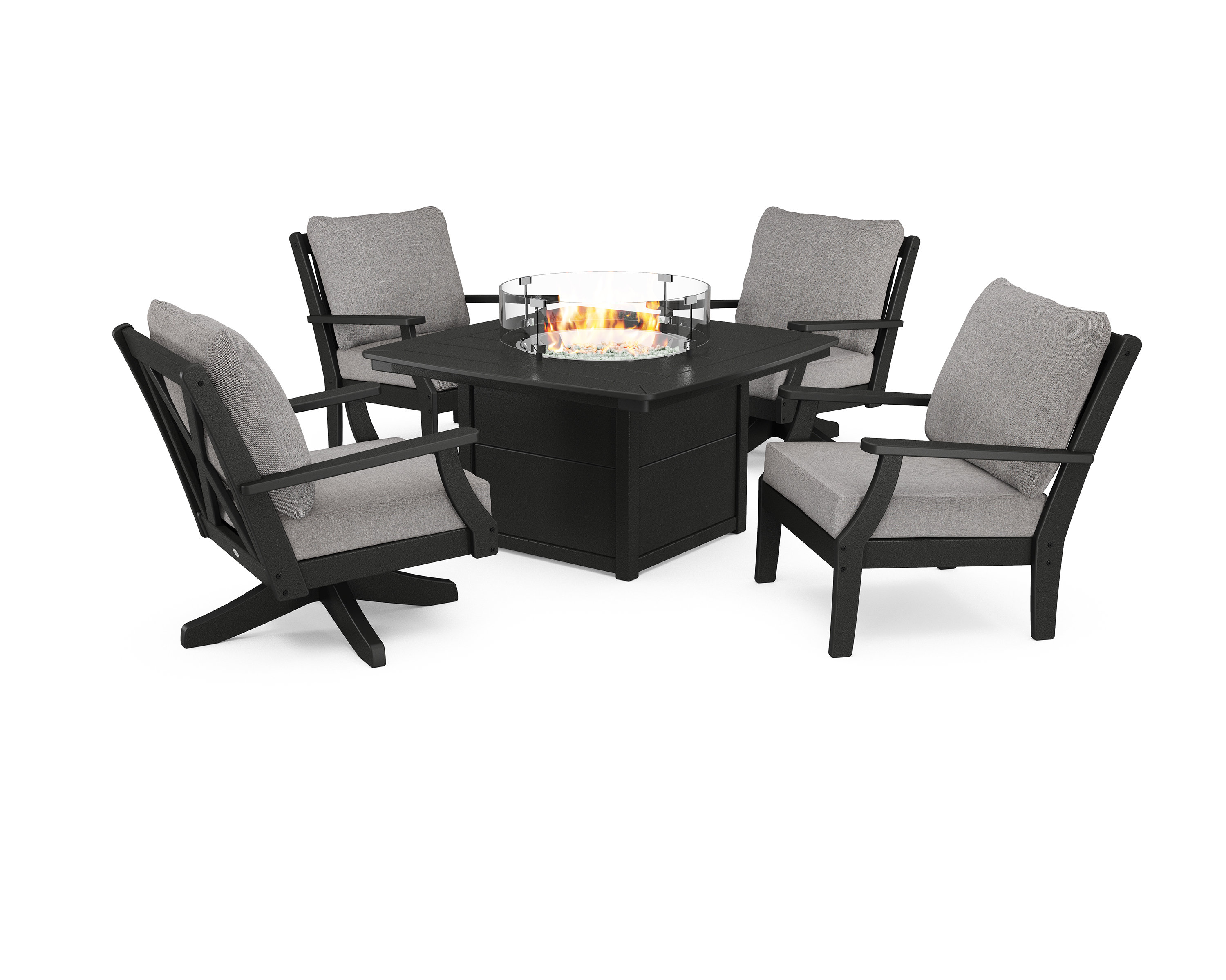 Polywood® Braxton 5 Piece Deep Seating Set With Fire Table Wayfair