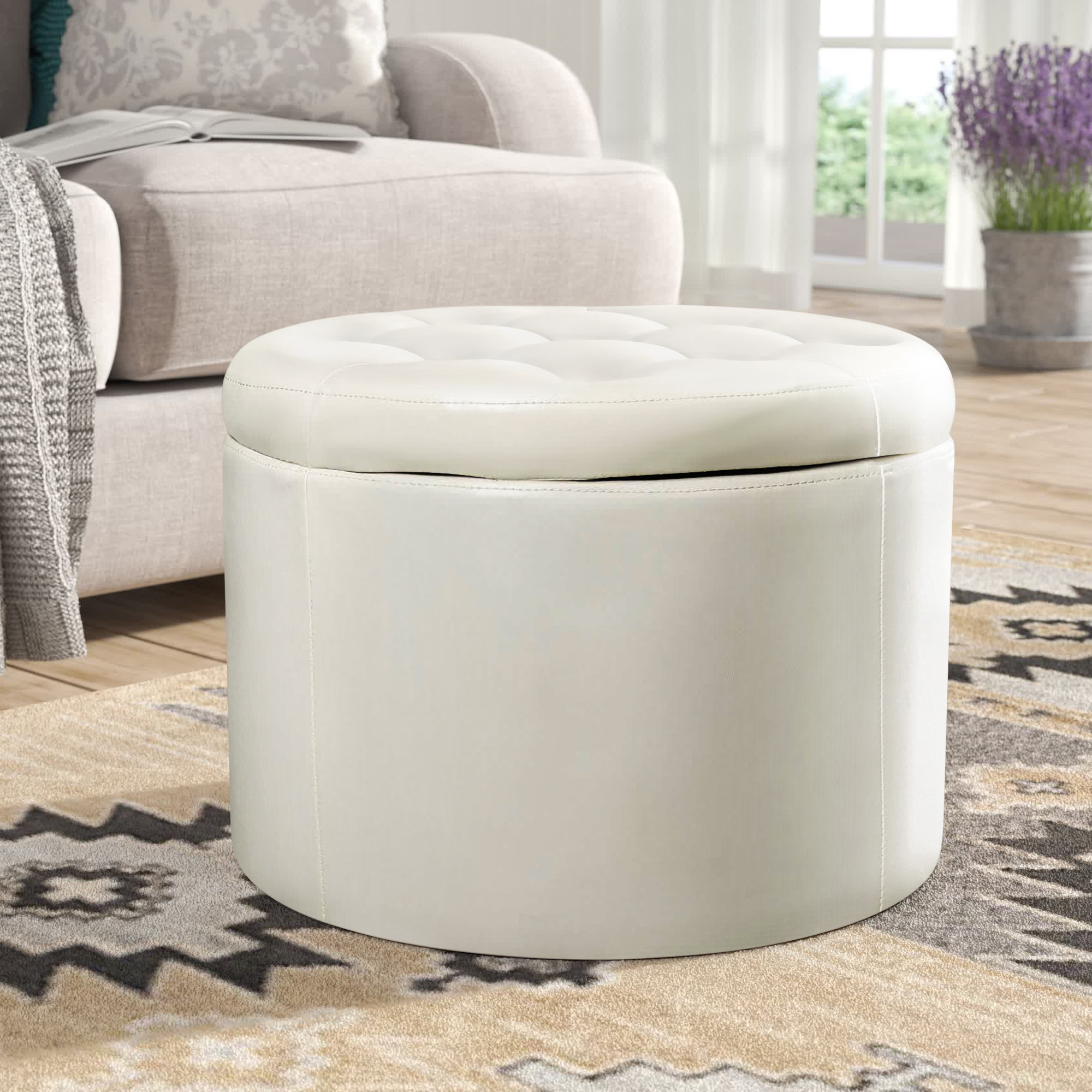 Laurel Foundry Modern Farmhouse Stansell Round Shoe Storage Ottoman ...