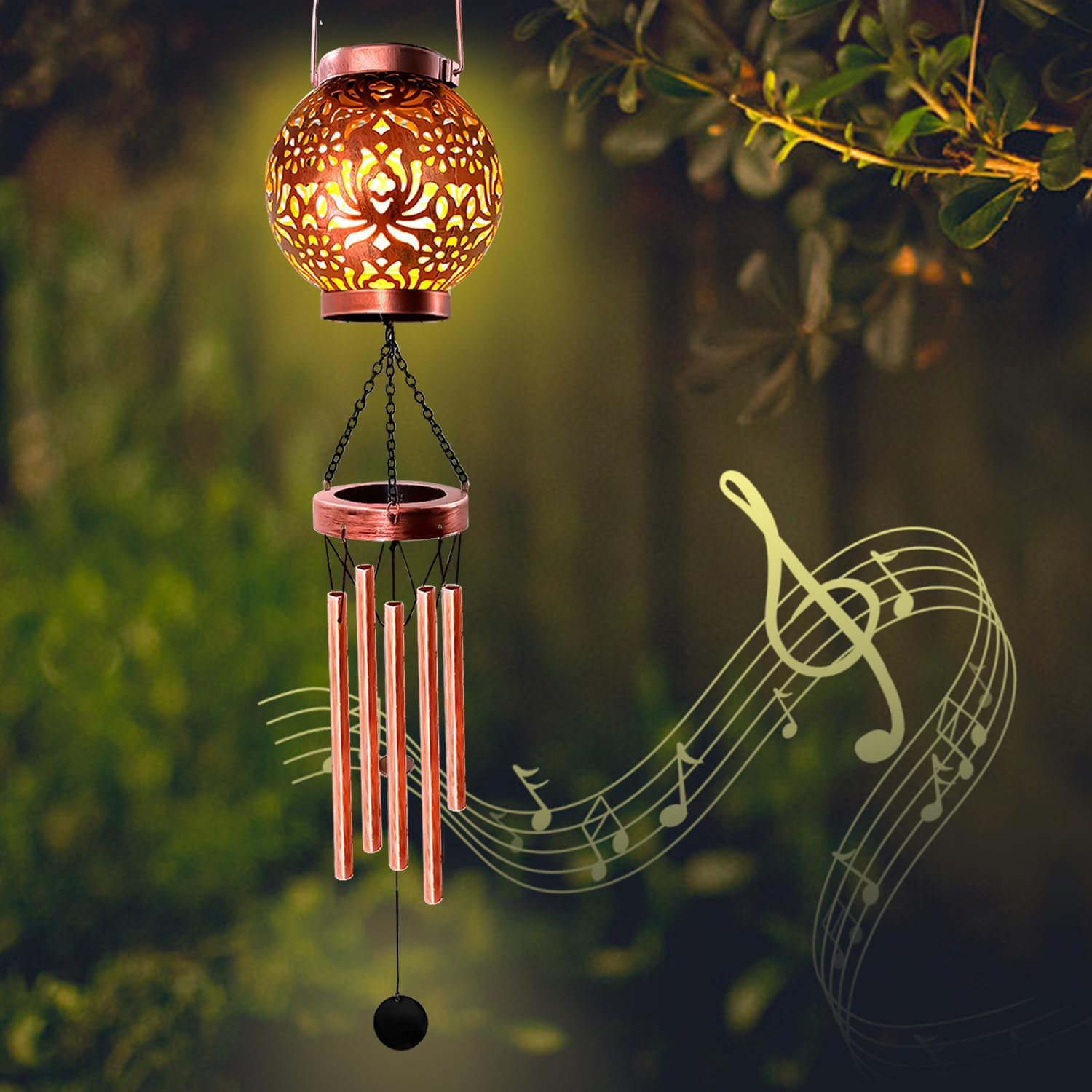Arlmont & Co. Solar Wind Chimes For Outside Hanging Led Solar Lights ...