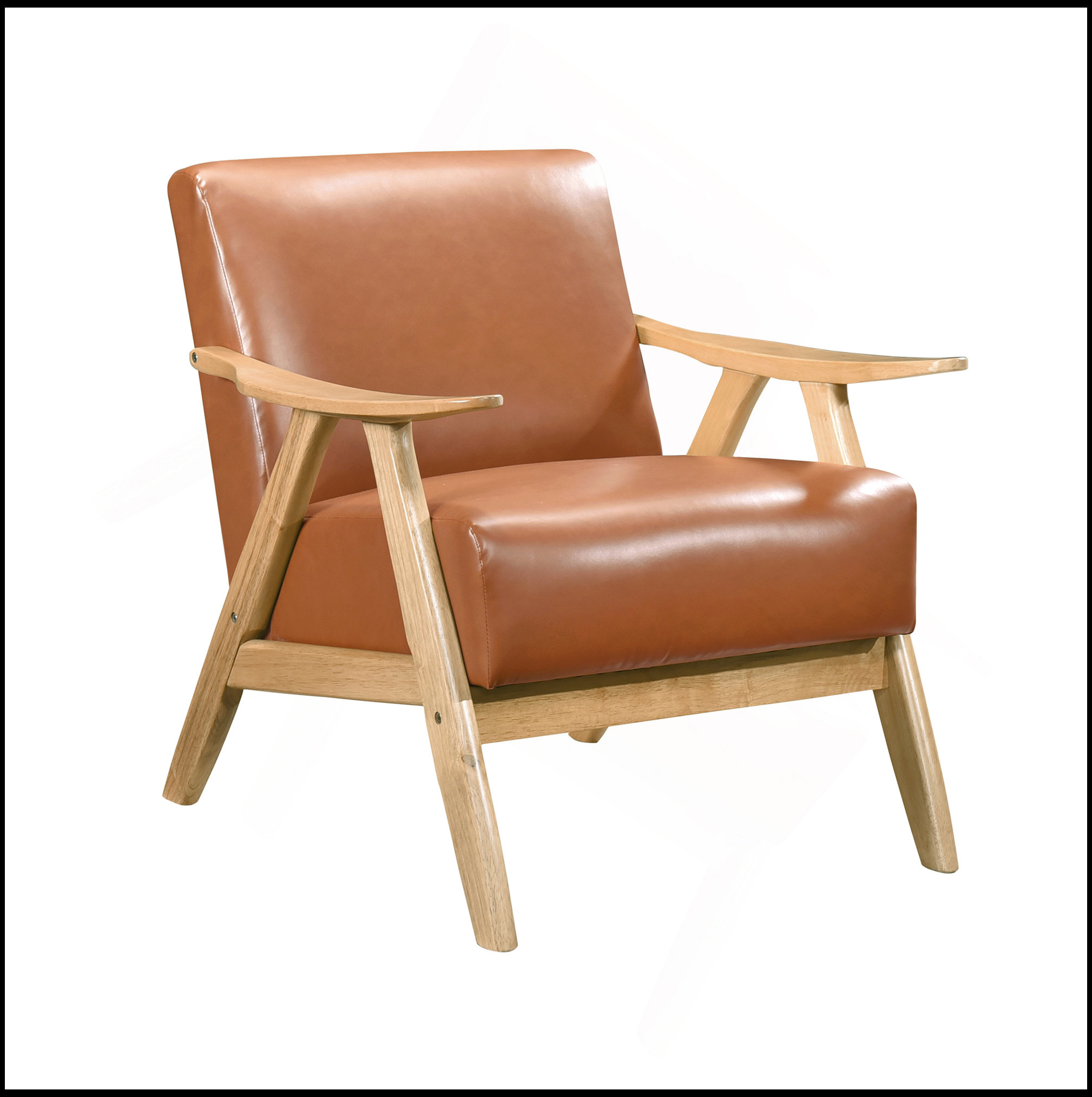 Corrigan Studio® Modern Home Furniture Matt Brown Faux Leather Upholstered 1Pc Accent Chair ...