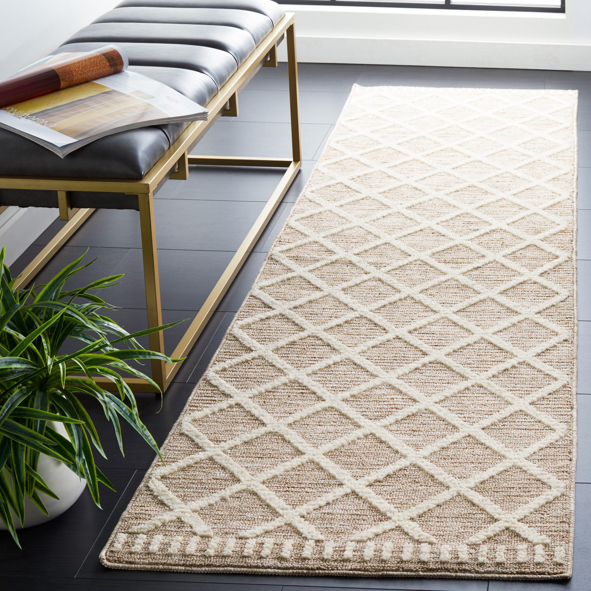 Foundry Select Alaiza Geometric Beige/Ivory Area Rug & Reviews | Wayfair