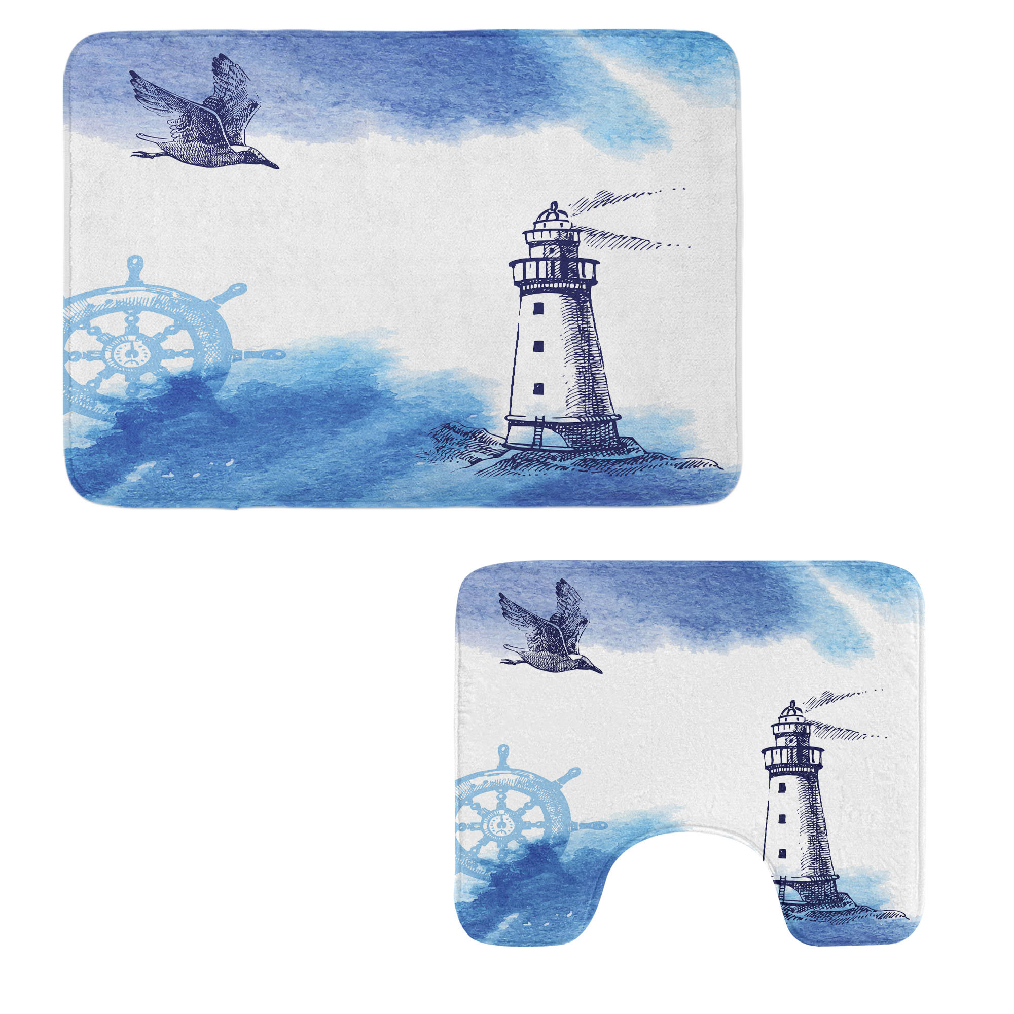 East Urban Home Lighthouse Bathroom Rug Set 2 Pieces Rectangle ...