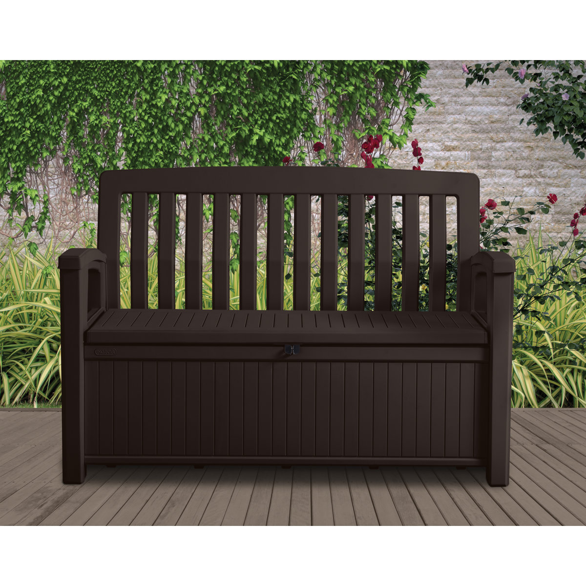 Keter Patio 60 Gallon Durable Resin Outdoor Bench Storage and ...