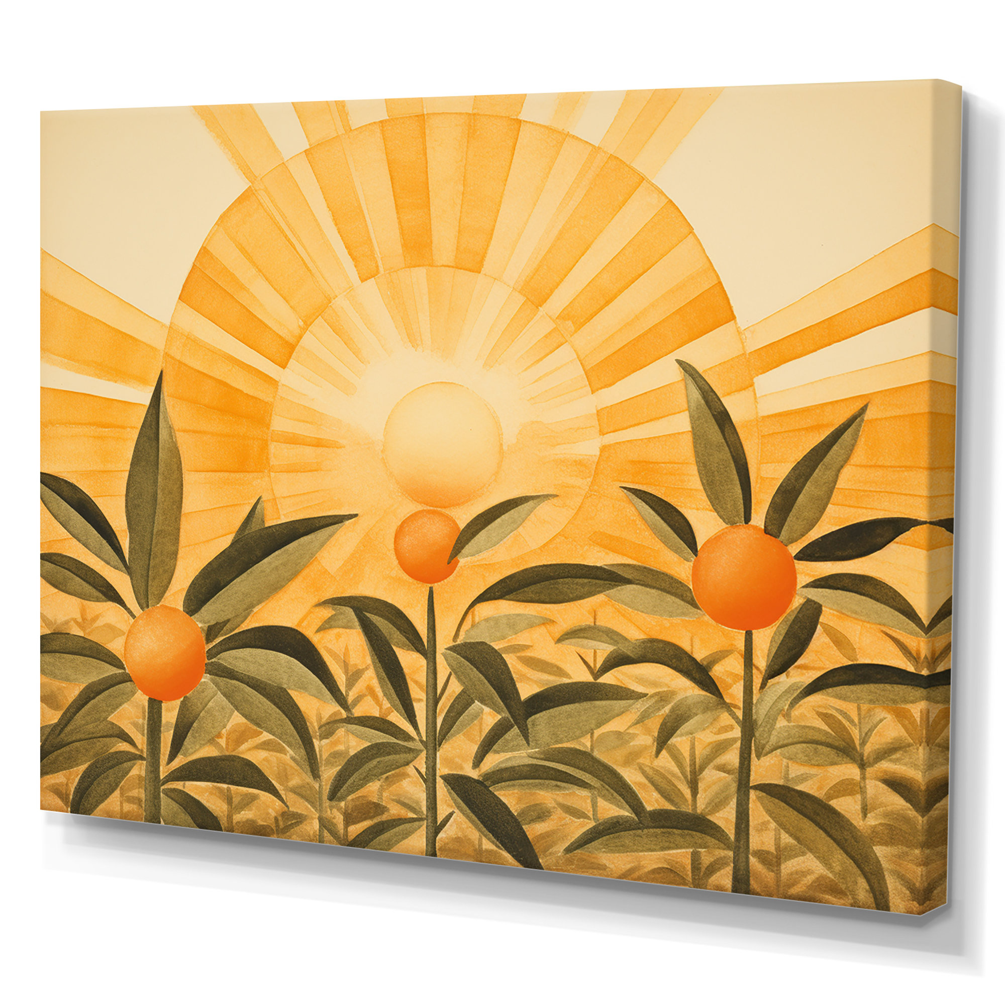 Winston Porter Bright Sun Blossoming Sunflowers Retro Art On Canvas ...