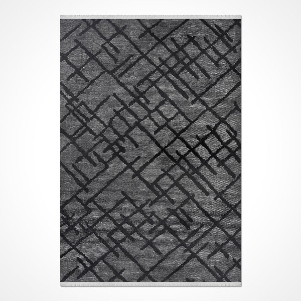 Williston Forge Alonzia Geometric Machine Woven Anthracite Indoor ...