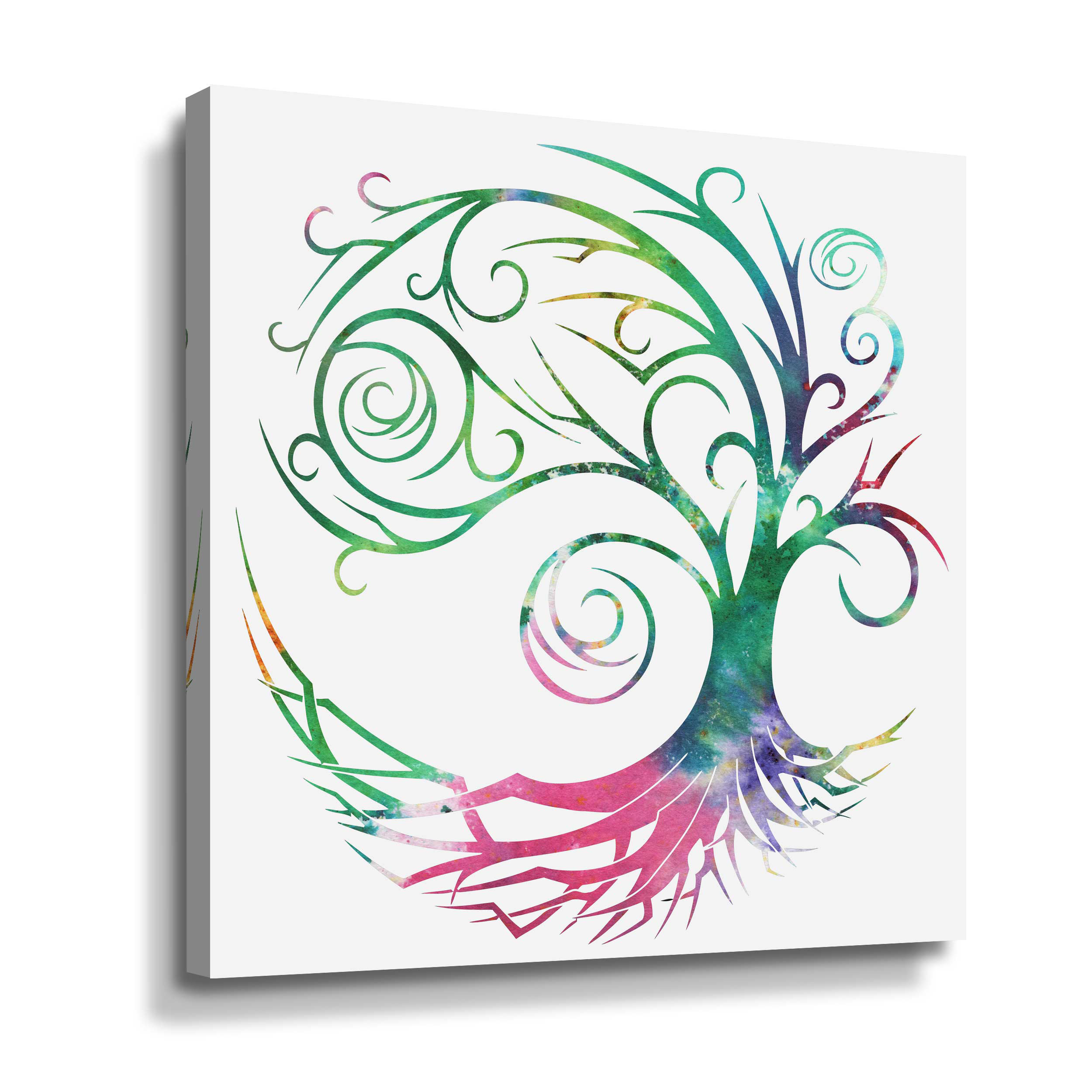 Winston Porter Chanice Multi Color Watercolor Silhouette Of Magic Tree ...