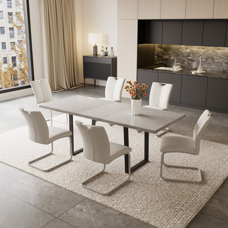 Orren Ellis Cecilija 7-Piece Extendable Dining Table Set For 6-8 People ...