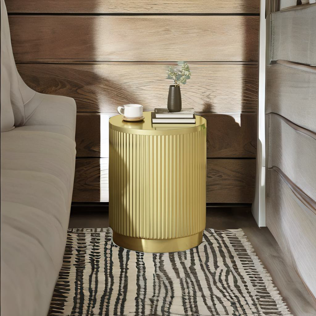 Mercer41 Golden Round Side Table | Wayfair