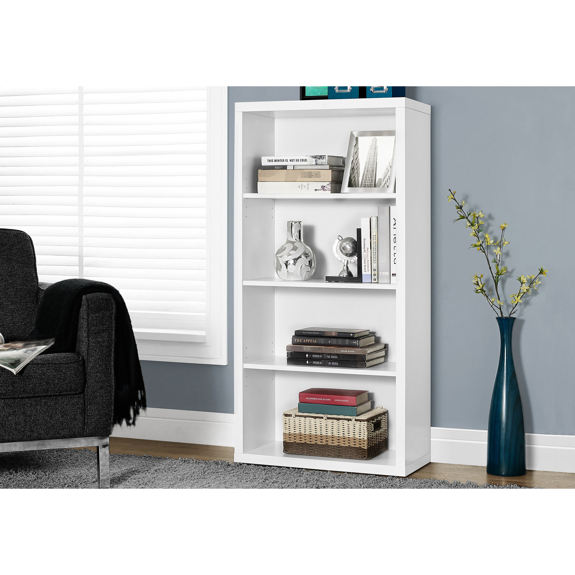 Ebern Designs 5 Tier Bookshelf Bookcase For Office Bedroom, White ...