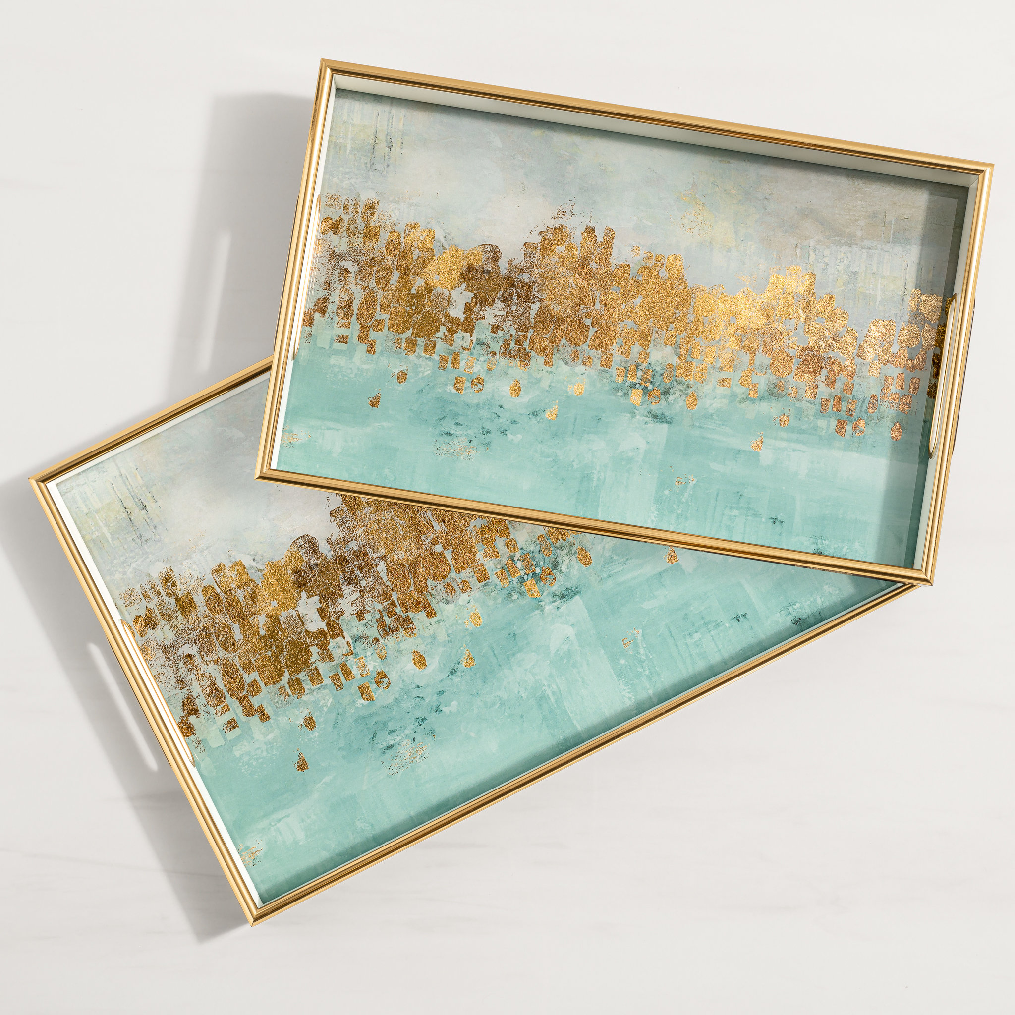 Mercer41 Ashee Gold Trim Tray, 2 Piece Set | Wayfair