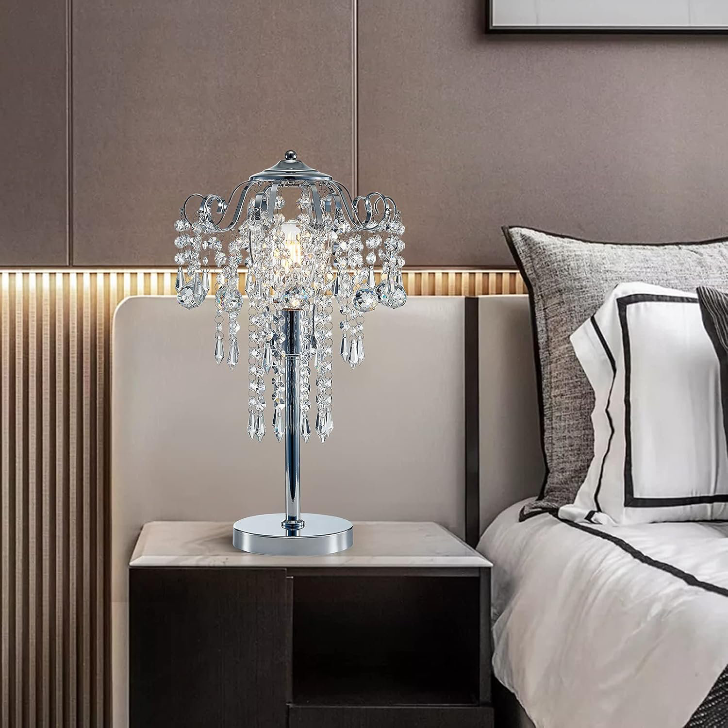 Rosdorf Park Modern Crystal Table Lamp With Metal Base For Bedroom ...