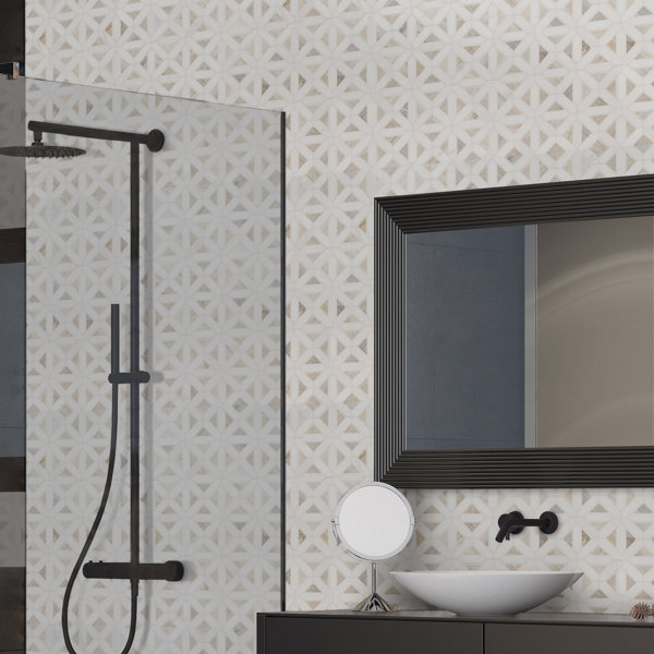 MSI Angora Geometric 12" x 12" Polished Marble Mosaic Floor and Wall ...