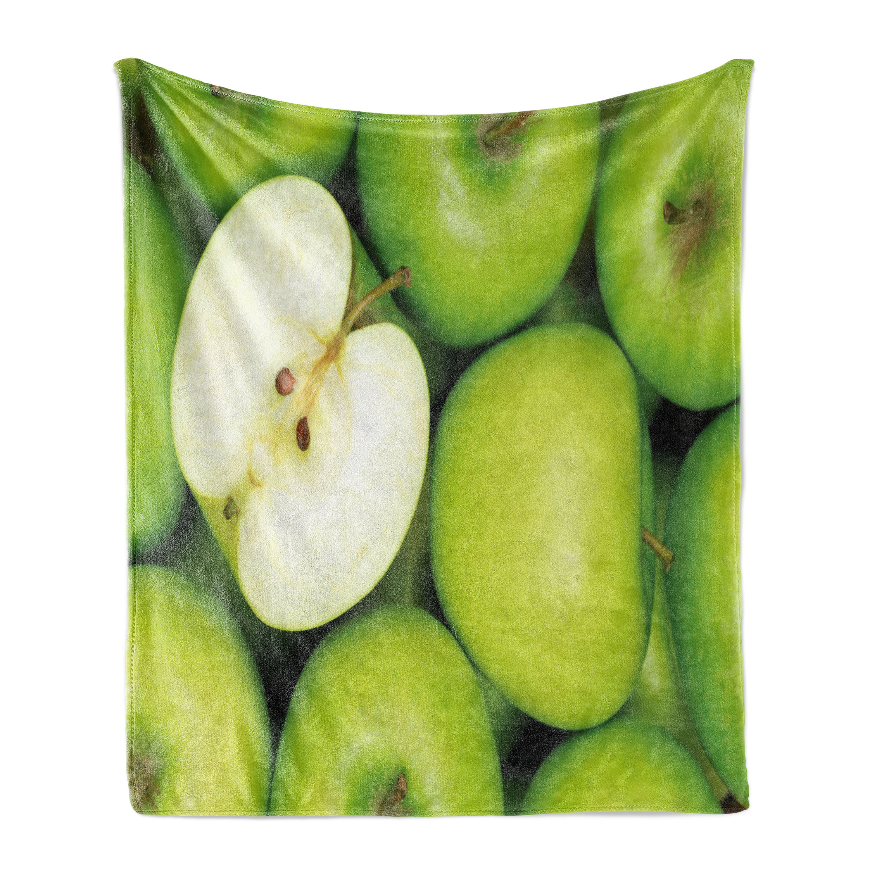Ambesonne Fruits Fleece Throw Blanket Closeup Photo Green Apples Apple ...