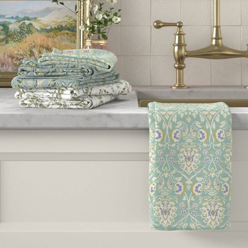 Patina Vie Maison 100% Cotton Floral Kitchen Dish Towel Set (Set of 6 ...