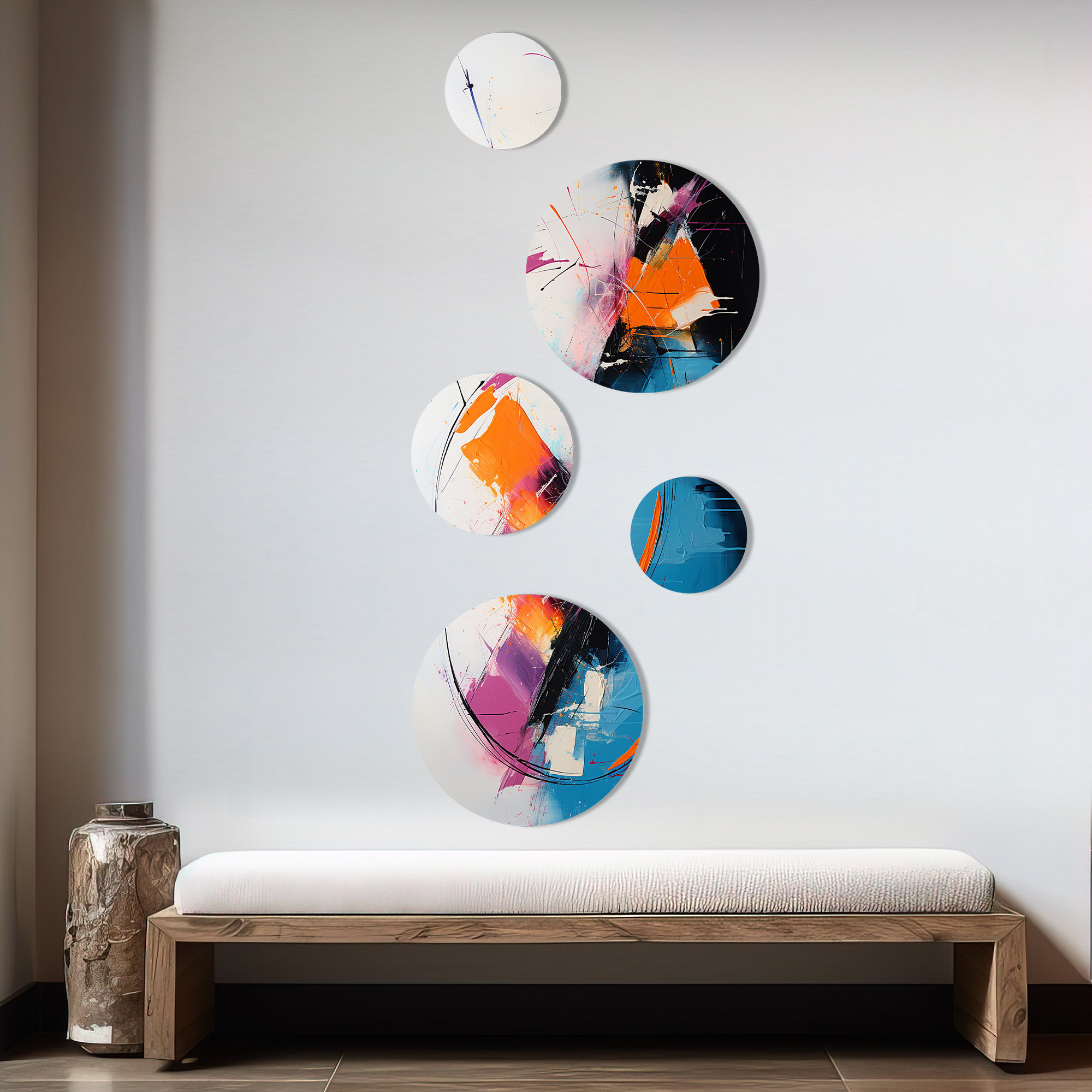 Ivy Bronx Blue And Pink Paint Ink Expression I - Fractal Round Wall Art ...