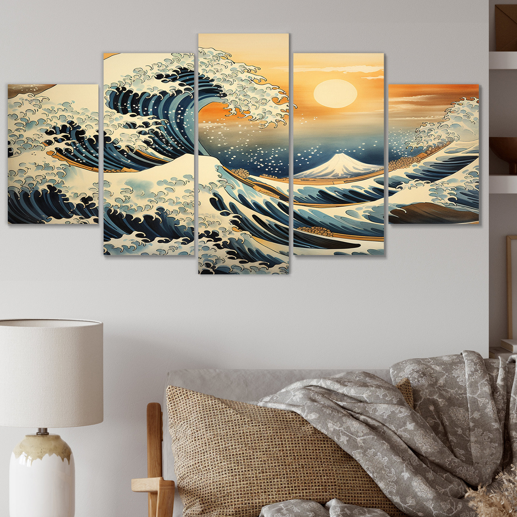 Beachcrest Home Masterpiece The Gold Great Wave - Japan Art Wall Decor ...