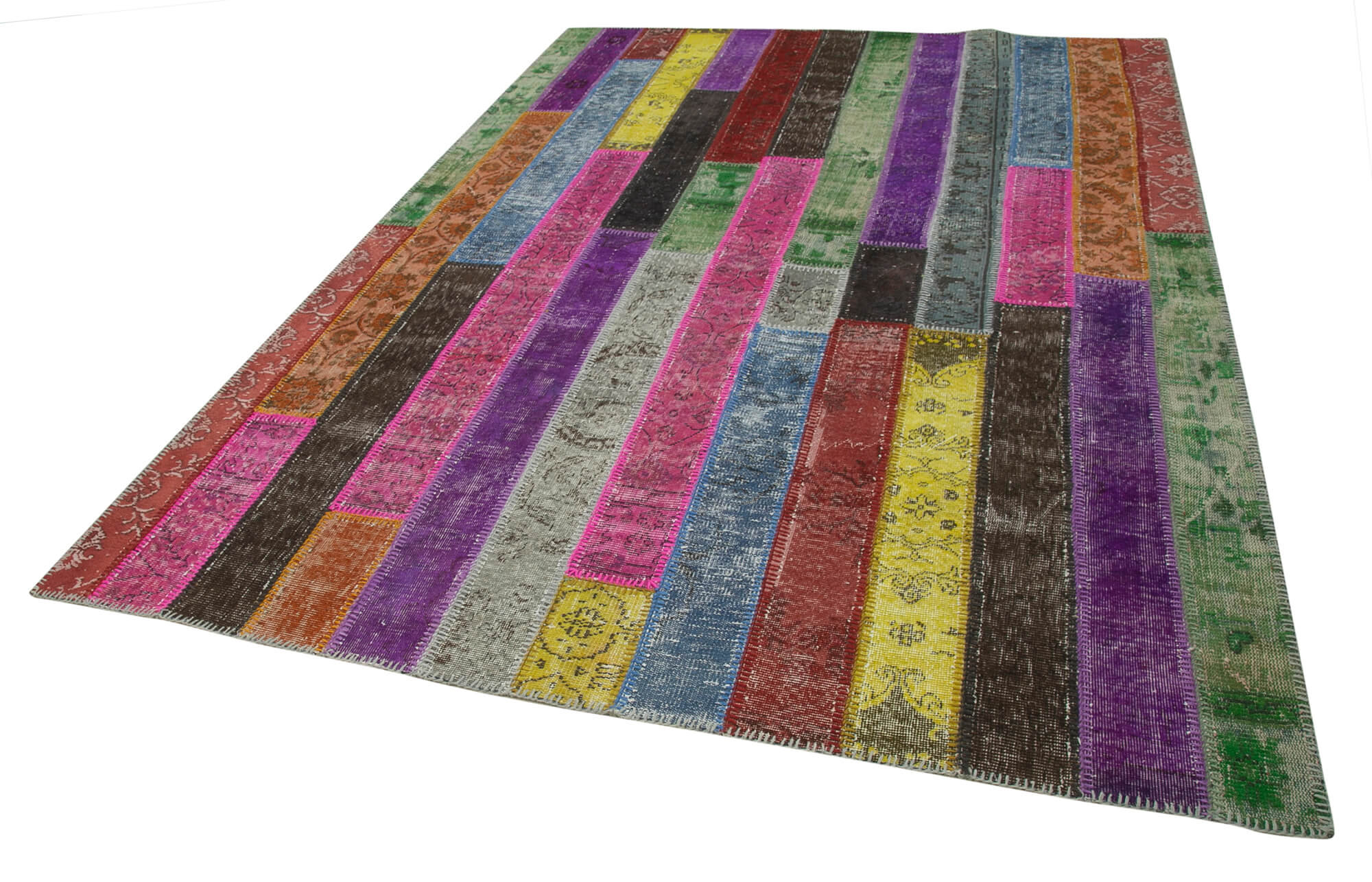 Bungalow Rose Cambury Kirk Yama Purple Patchwork Wool Handmade Area Rug ...