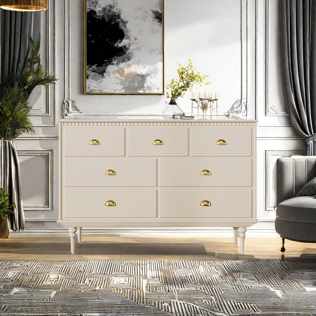 Atta Avenue Retro Style Light Luxury Accent Cabinet 7 - Drawer Dresser ...