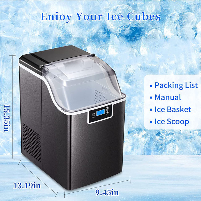 R.W.FLAME 44 Lb. lb. Daily Production Nugget Countertop Ice Maker ...