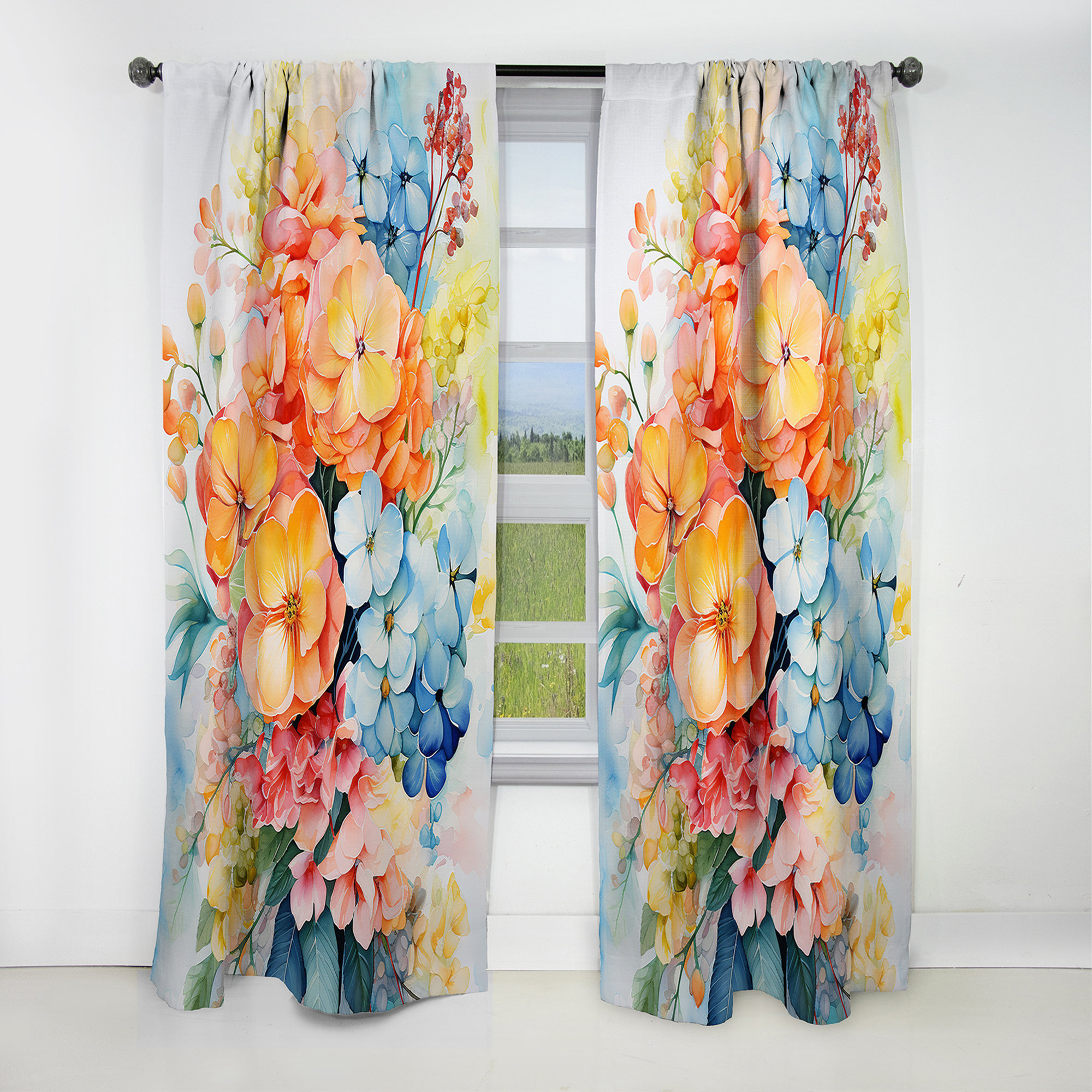 Orren Ellis Orange Blue Abstract Still Life I - Still Life Curtain ...