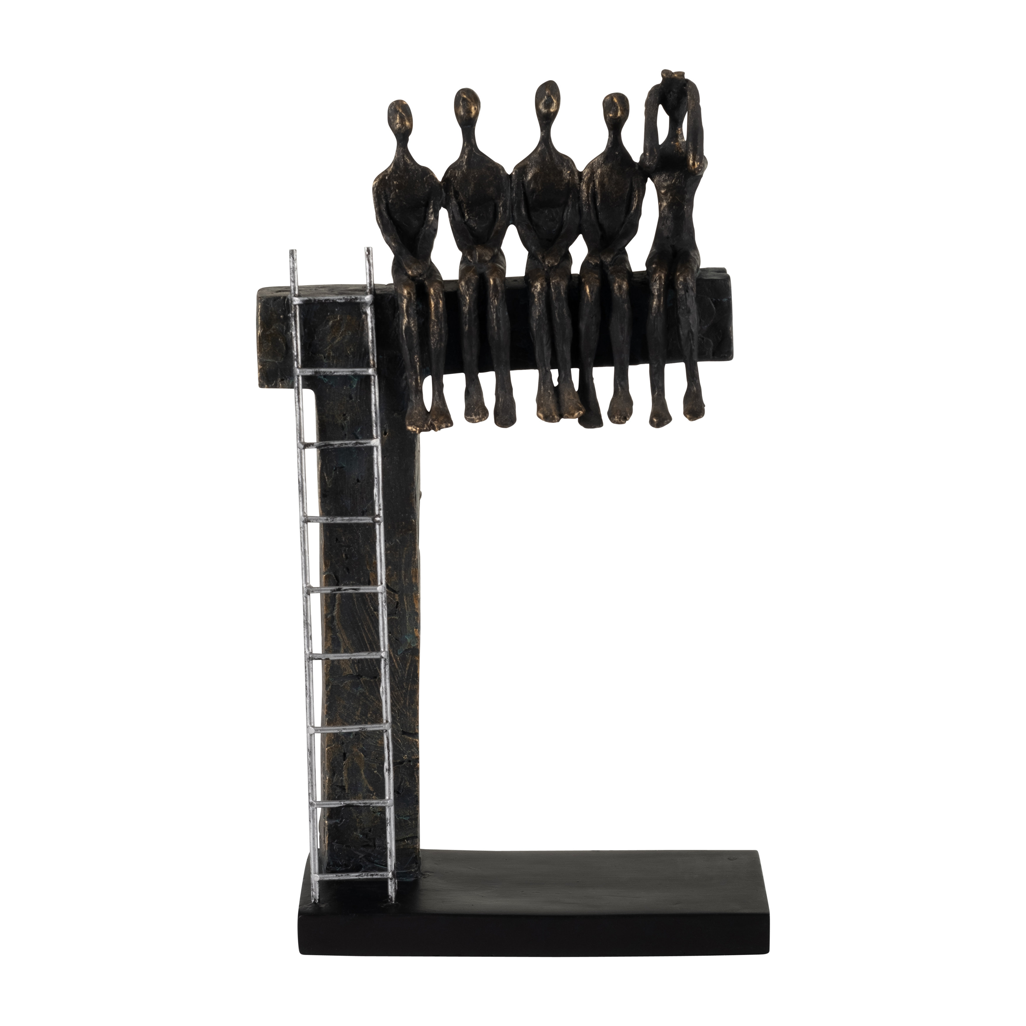 Winston Porter Polyresin 15" People On Ledge Sculpture, Bronze | Wayfair