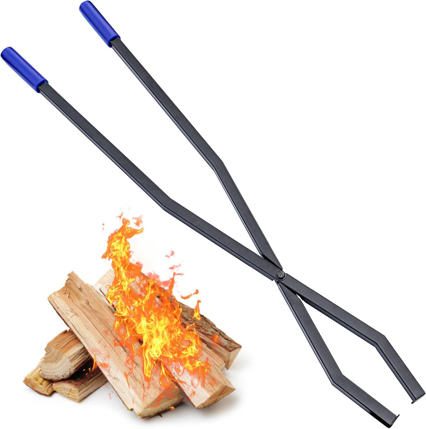 17 Stories 40'' Fire Tongs for Fire Pit Heavy Duty Firewood Grabber ...