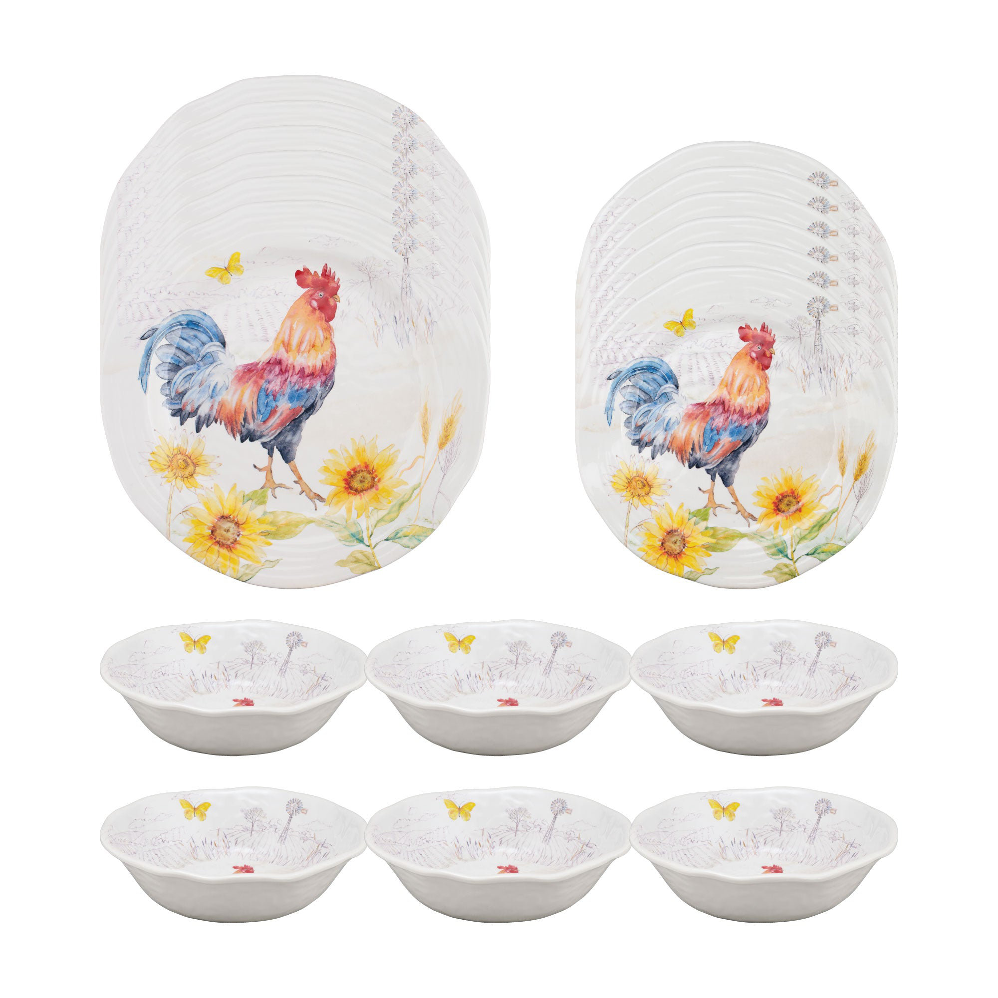 Rosalind Wheeler Sunshine 18 Piece Melamine Dinnerware Set Plate and ...