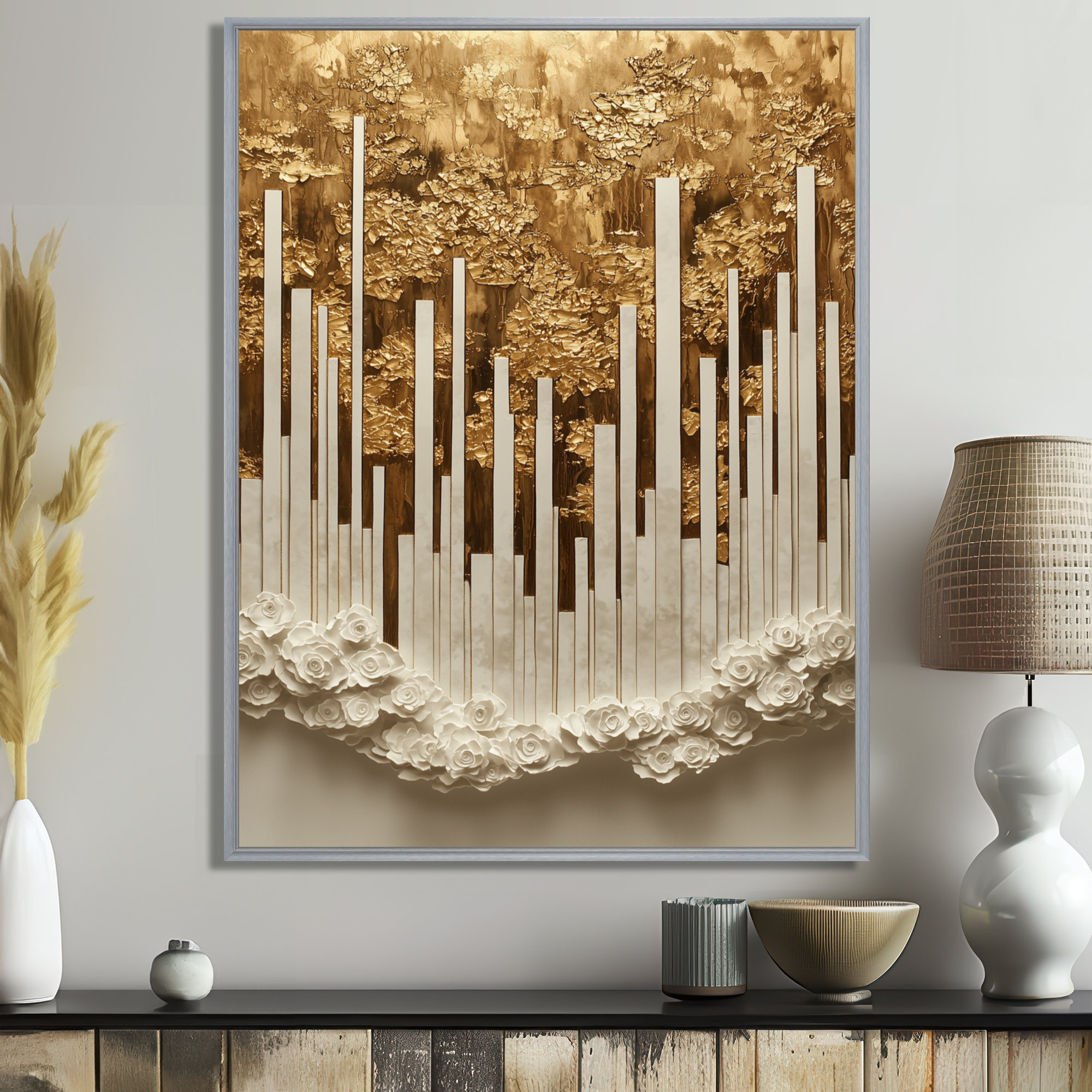 Mercer41 Silent Melody Of Line Art Collage - Line Art Framed Canvas ...