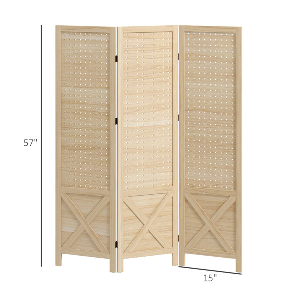 IntrospectiveIncline 3 Panel Portable Privacy Wall, 4.7' Tall Natural ...