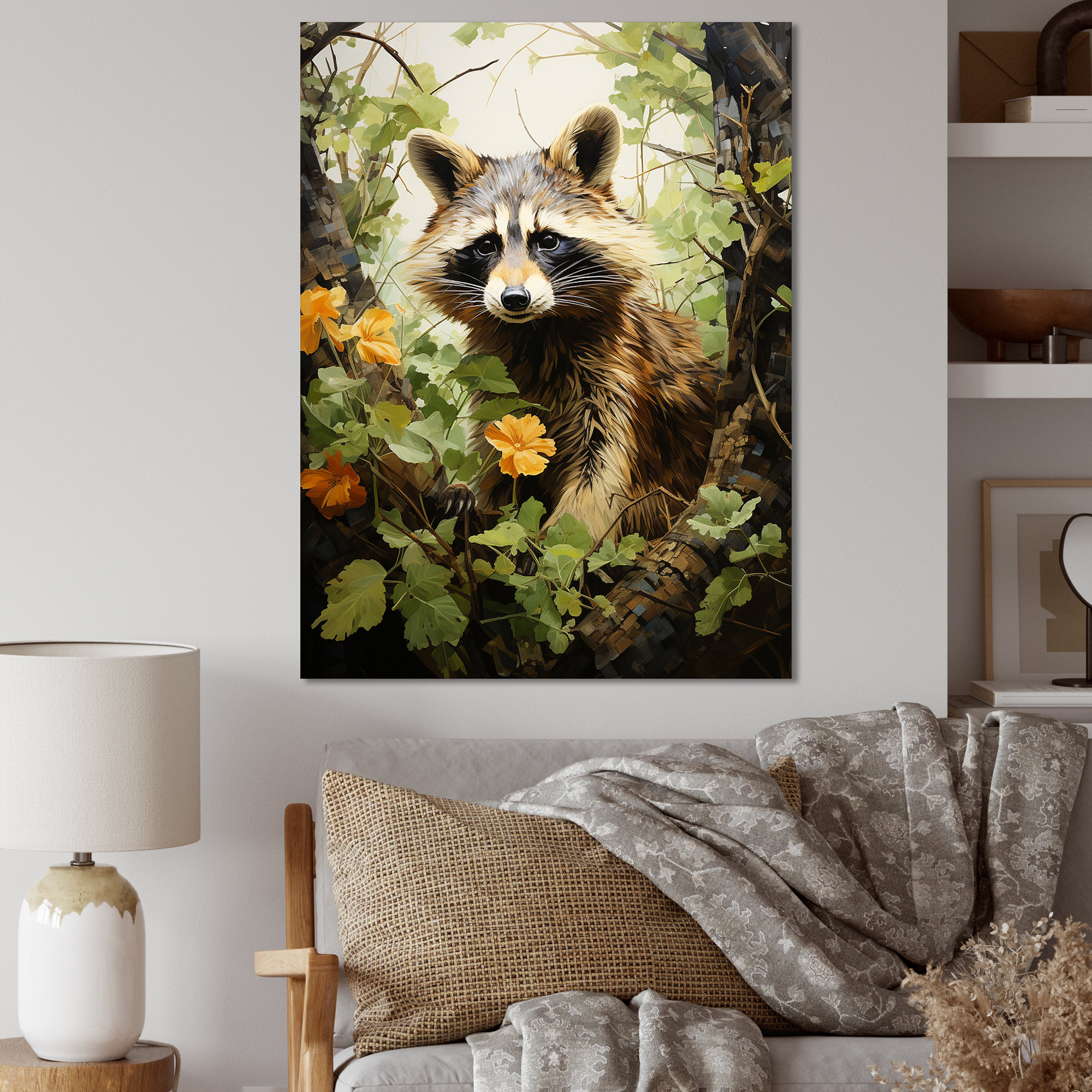 Loon Peak® Curious Raccoon Collage V - Animals Canvas Print | Wayfair