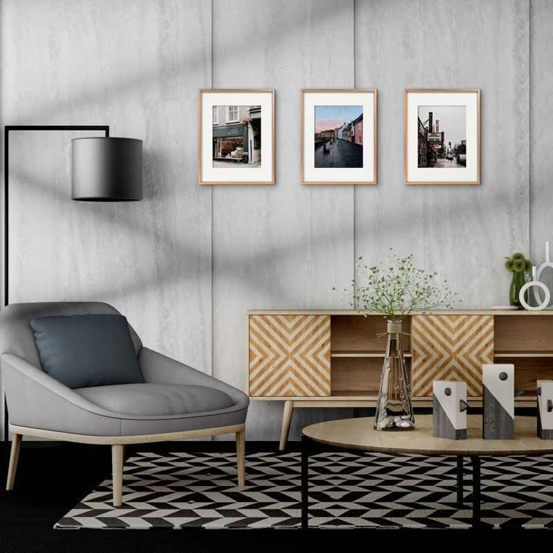 Latitude Run® Ailisa Metal Picture Frame, Photo Frame with Ivory Mat ...