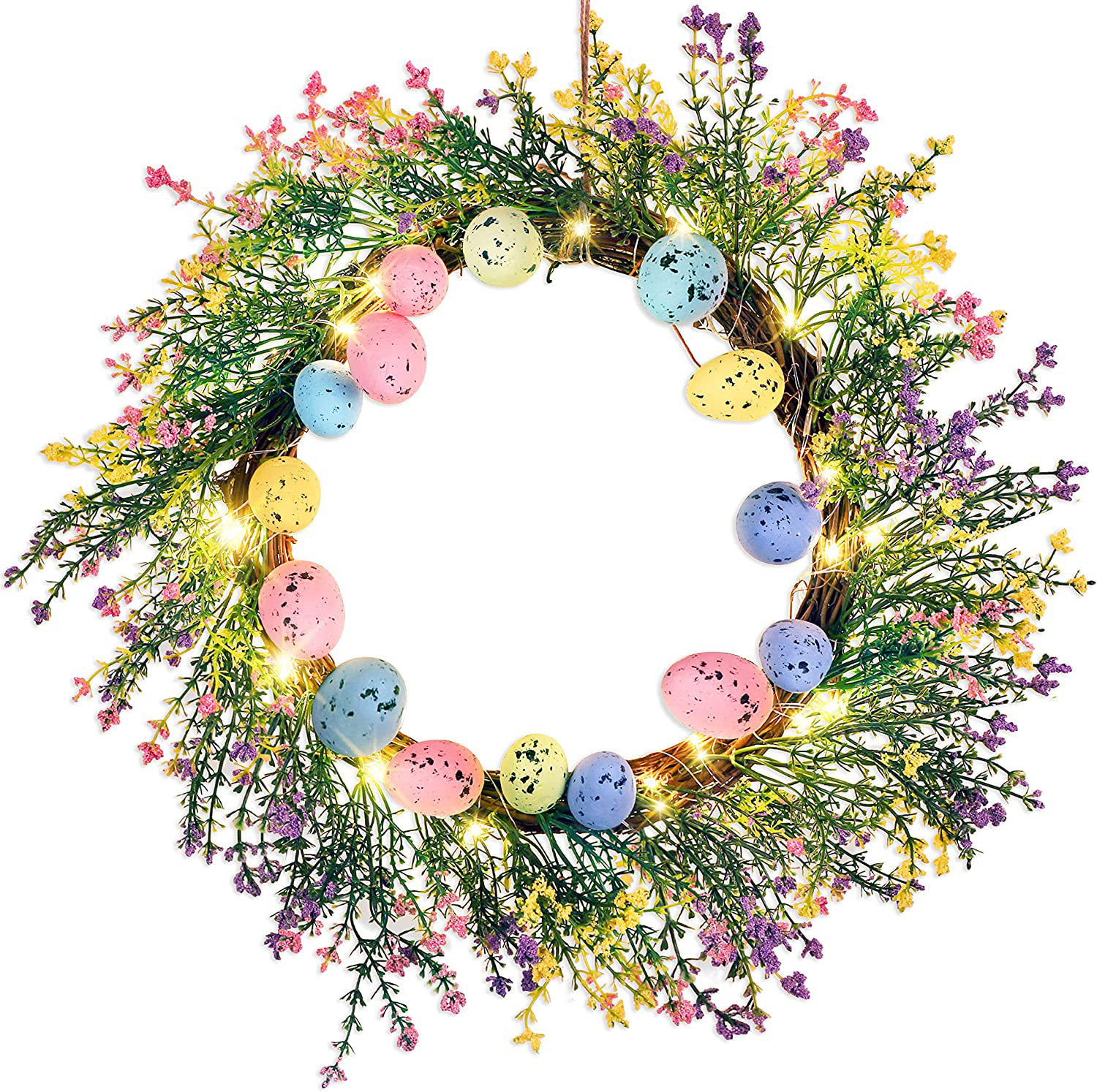 The Holiday Aisle® 19.7" Lighted Rattan Wreath | Wayfair