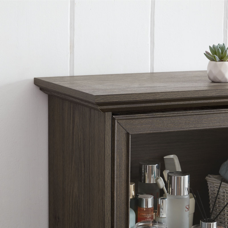 Winston Porter 4-Tier Curio Cabinet With Flip Up Glass Doors, Wood ...