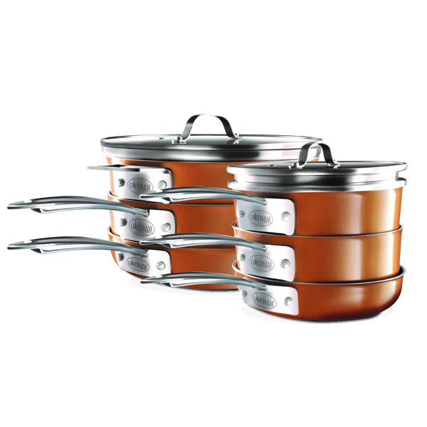 Gotham Steel Stackmaster 15 Piece 7'' and 10'' Copper Space Saving ...