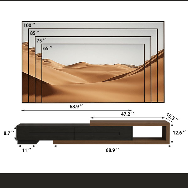 Ebern Designs Extendable Tv Stand, Modern Entertainment Centre For Up ...
