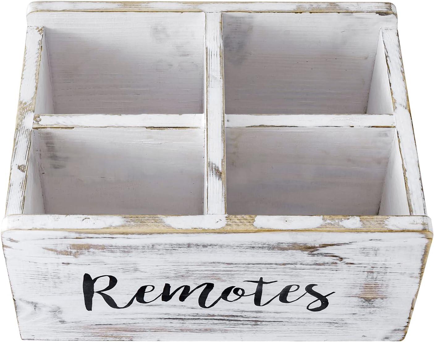 Ophelia & Co. Whitewashed Wood Remote Control Holder Organizer With 4 ...