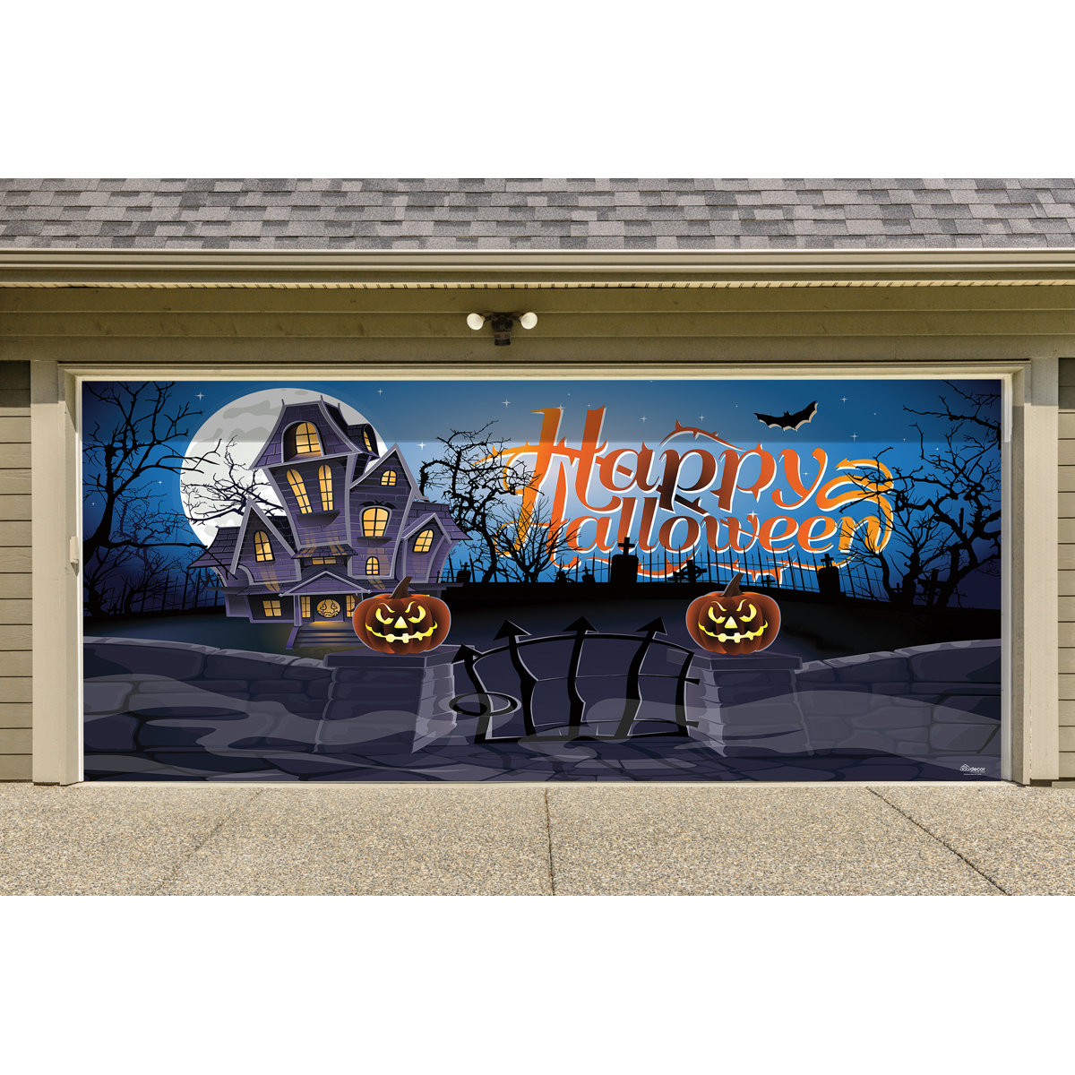 The Holiday Aisle® Haunted Mansion 7' x 16' Halloween Double Garage ...