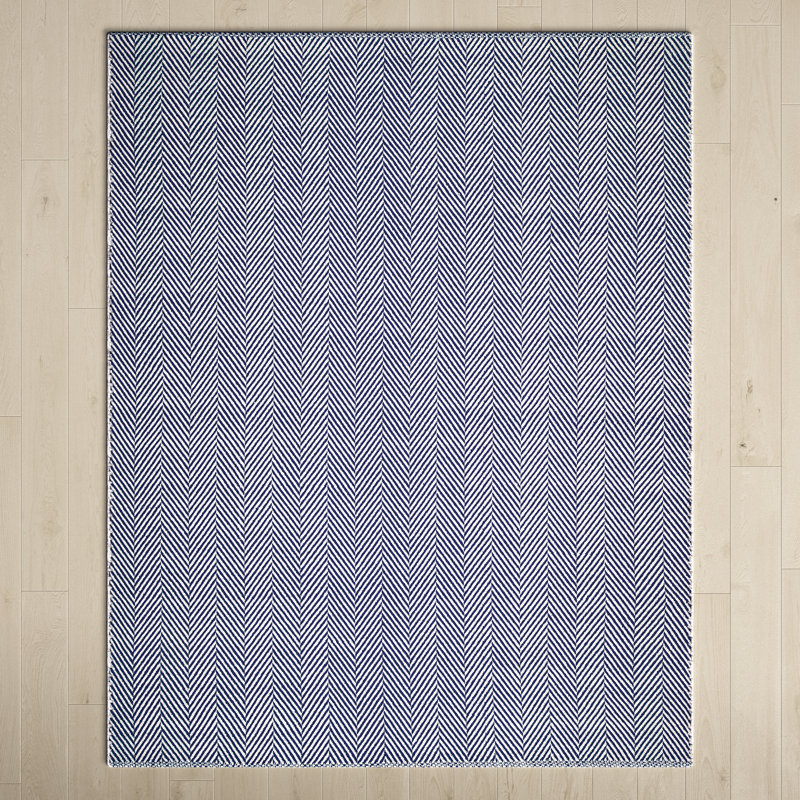 Aliso Cotton Navy/White Rug & Reviews | Birch Lane
