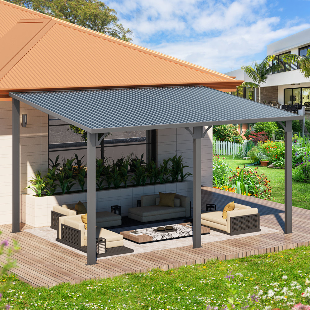 AECOJOY Hardtop Gazebo With Galvanized Steel Sloping Roof & Reviews ...