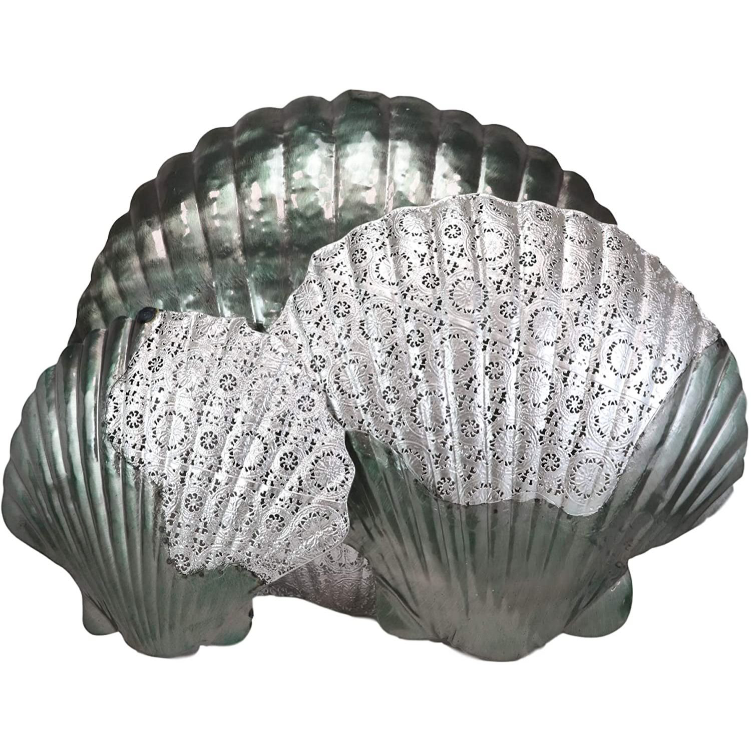 Rosecliff Heights 3 Piece Filigree and Capiz Sea Shell Clams Aluminum ...