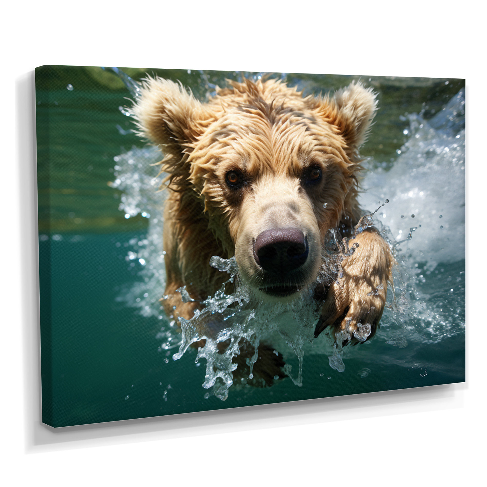 Millwood Pines Bear Cub Swimming In The Lake - Bear Wall Art | Wayfair