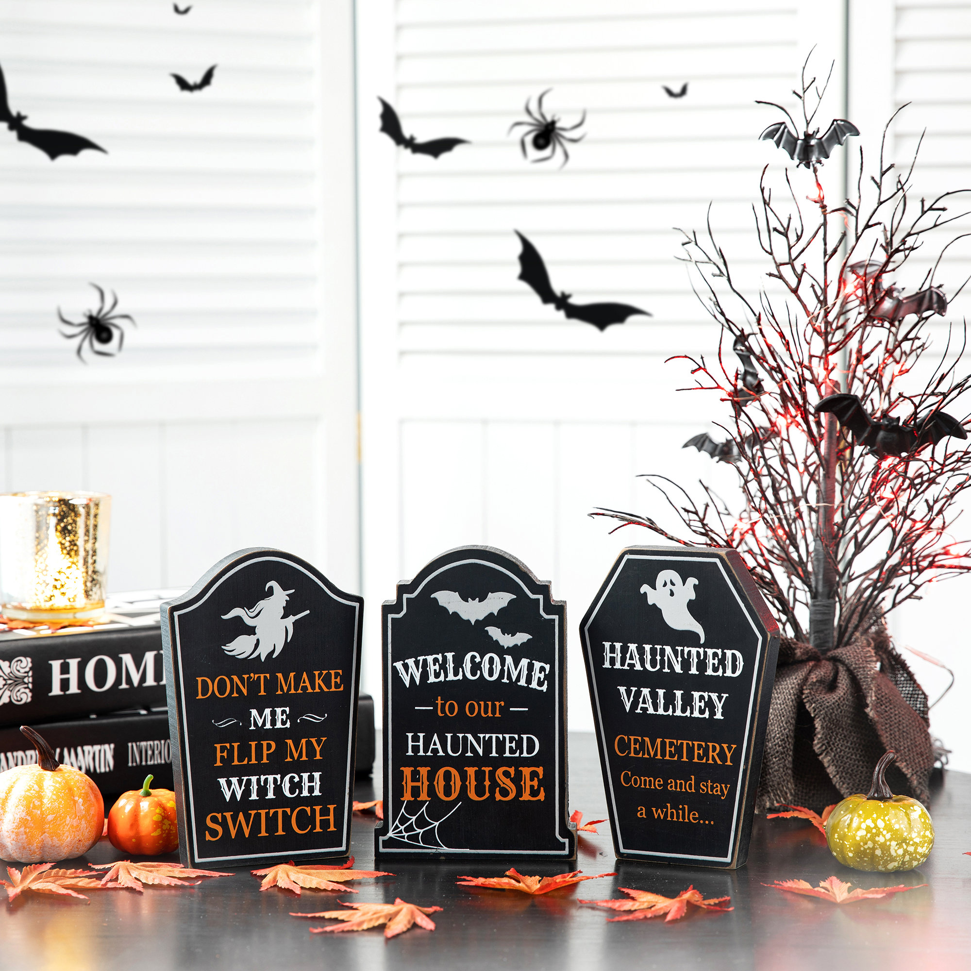 The Holiday Aisle® Set Of 3 Halloween Tombstone Table Sign - Wayfair Canada