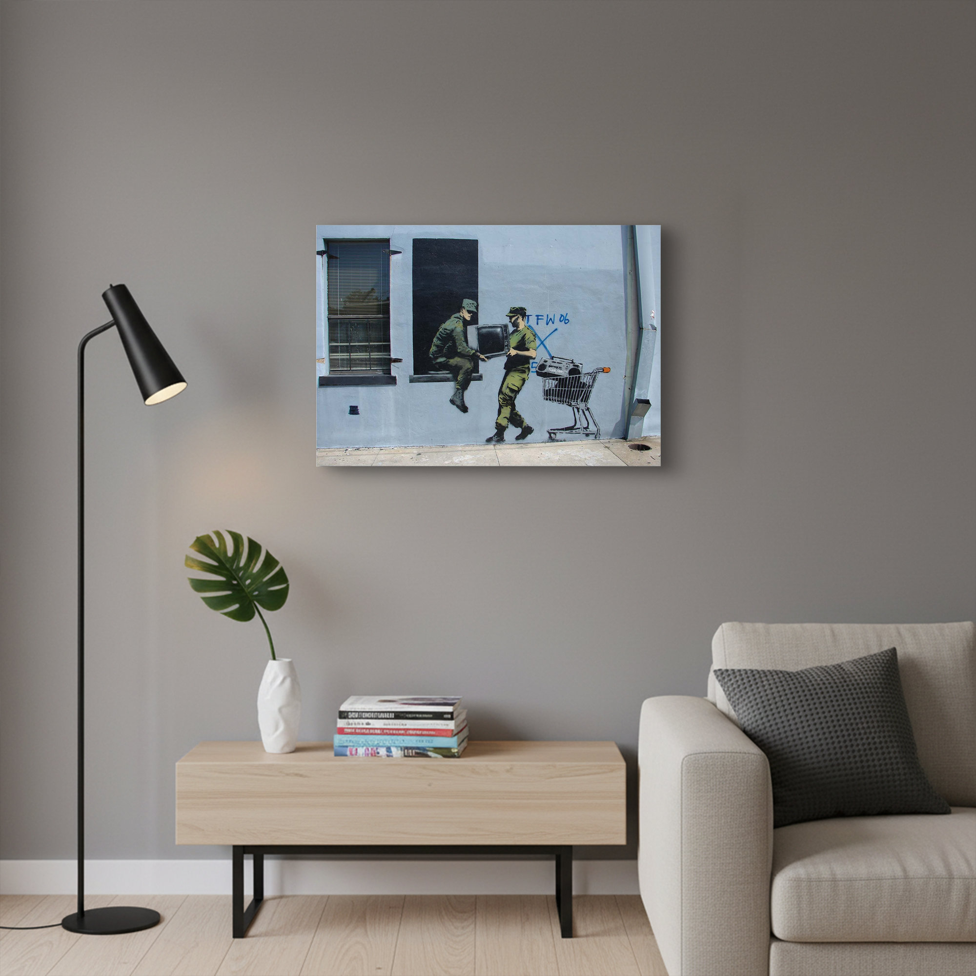 Dakota Fields Soldiers With TV Graffiti Canvas Wall Art | Wayfair