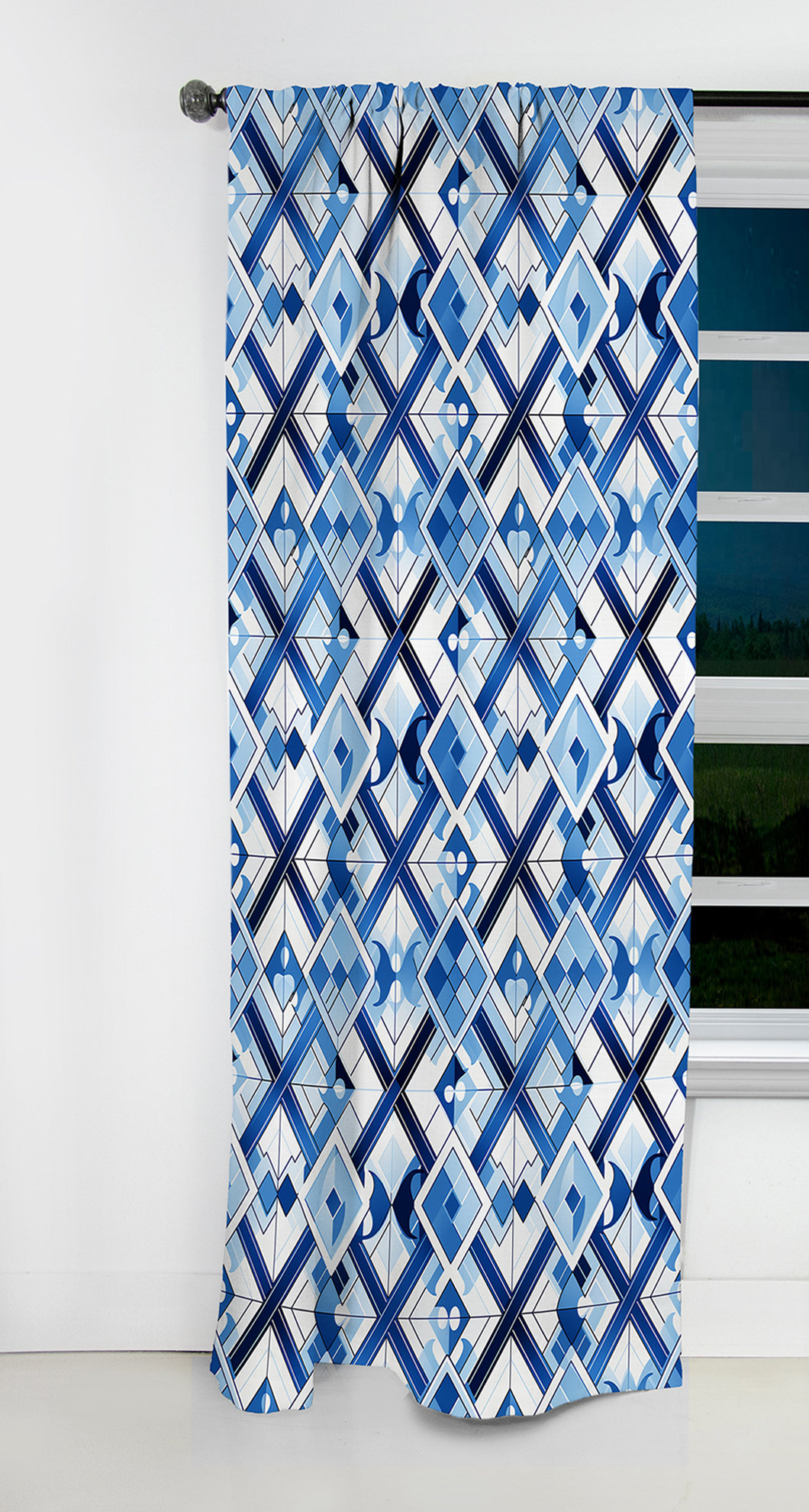 Design Art Coastal Cobalt Blue Mosaic I - Abstract Curtain - Blackout ...