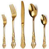 House of Hampton® Titanium Gold Plated Stainless Steel Flatware Set, 20 ...